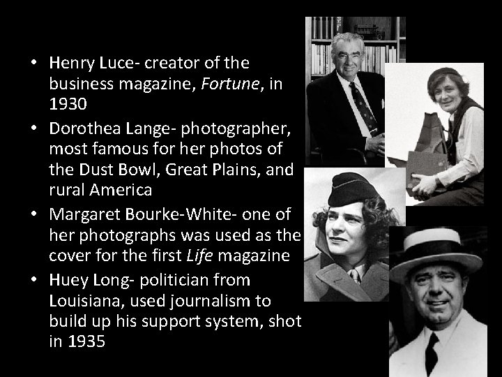 History of American Journalism The 1930s Rebecca Sessions