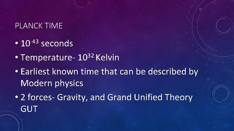 BIG BANG TIMELINE FILL IN YOUR MISSING DATA