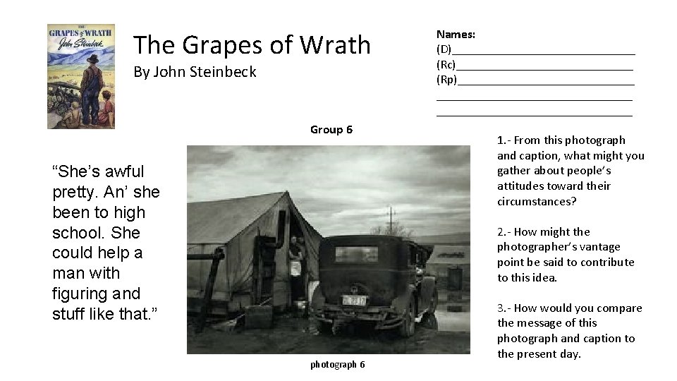 The Grapes of Wrath By John Steinbeck Names