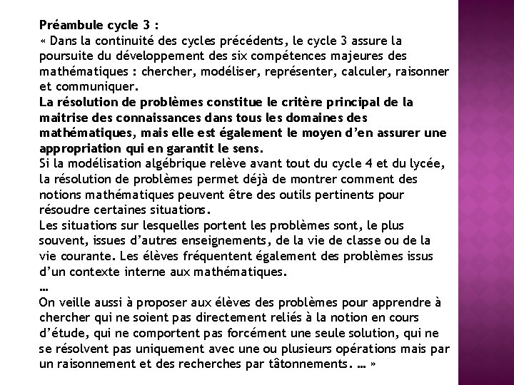 RESOLUTION DE PROBLEMES ET COOPERATION AU CYCLE 2
