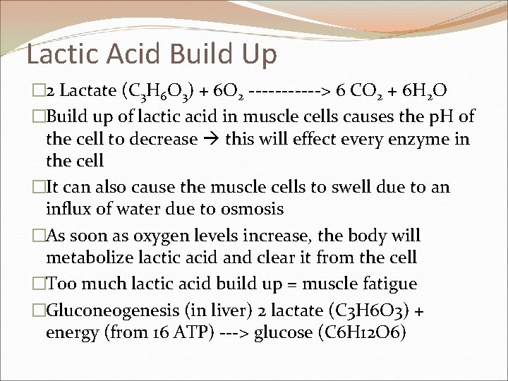 Anaerobic Cellular Respiration SBI 4 U Under low