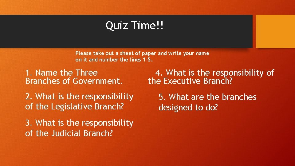 Three Branches of Government Grade 8 Social Studies