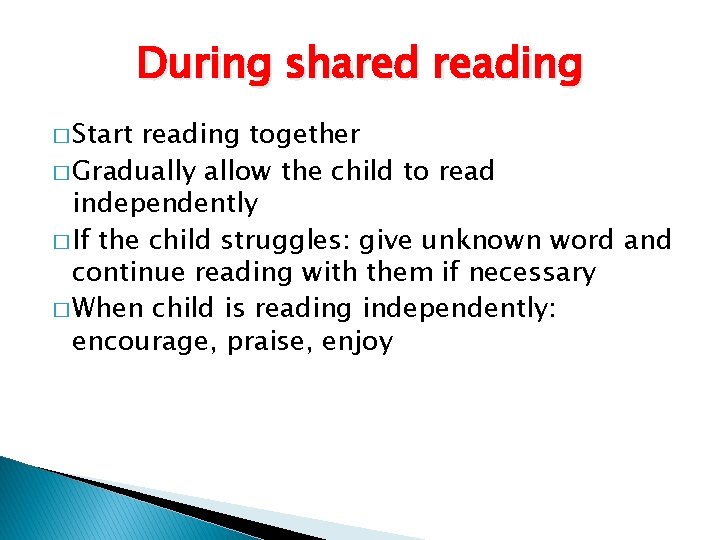 Shared Reading October 2018 Aims of Shared Reading