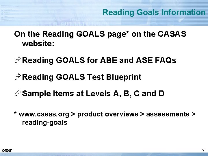 Integrated System Approach CASAS Competencies Basic Skills Content