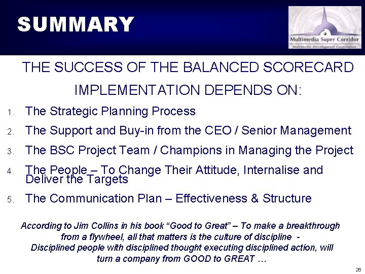 Best Practice Implementation CSFs Lesson Learned Balanced Scorecard