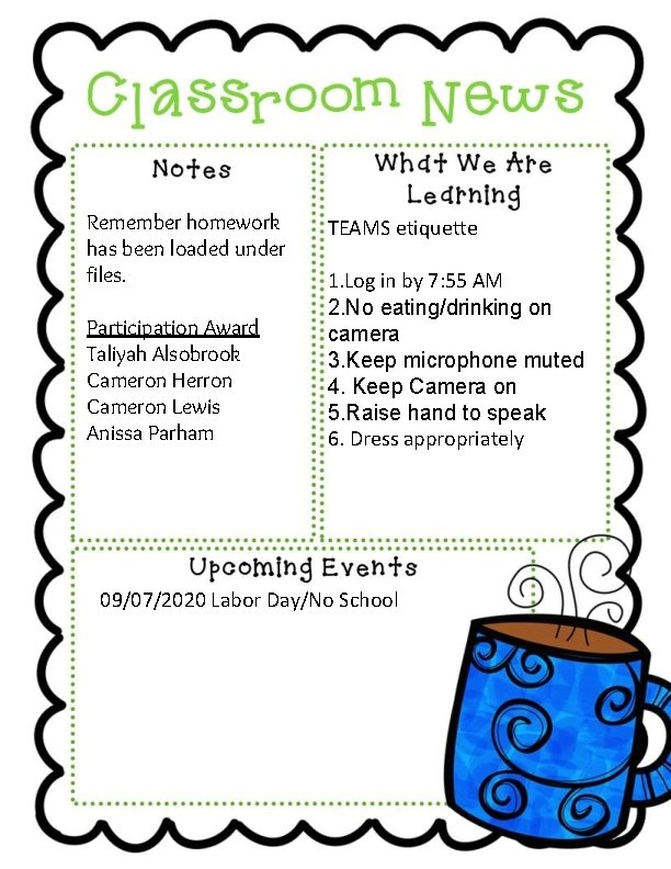 Meet The Teacher Welceme to Lucie E Campbell
