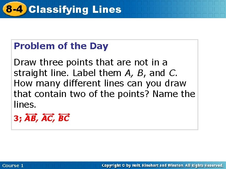 8 4 Classifying Lines Warm Up Problem of