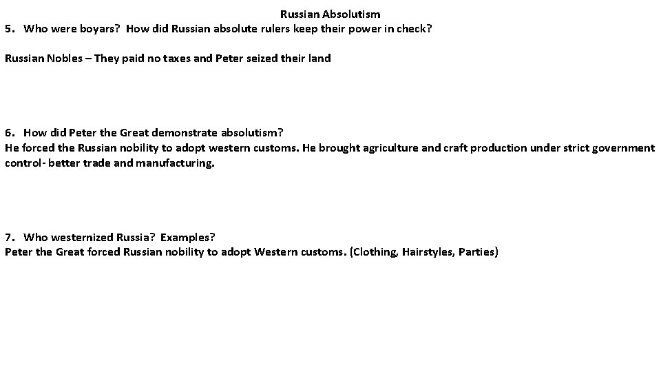 Age of Absolutism Revolutions Test Review 1 How