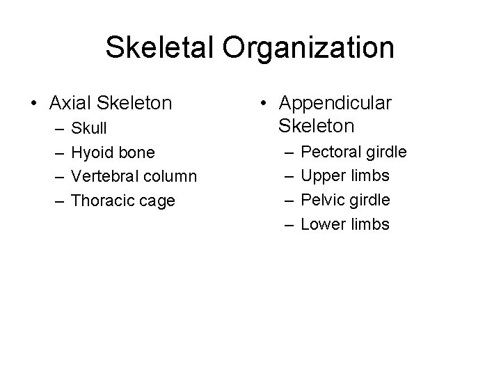 Skeletal System Functions Support framework of the body