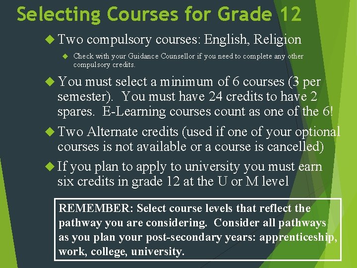 PLANNING YOUR GRADE TWELVE YEAR Archbishop Denis OConnor