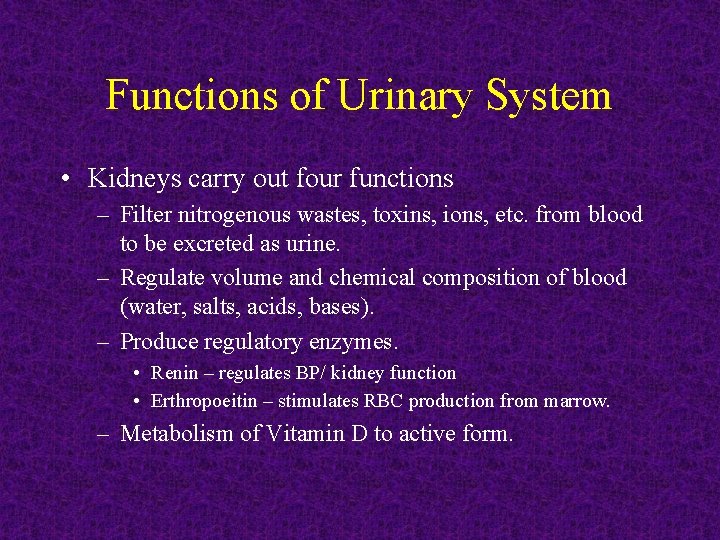 Urinary system Lab 7 Announcements Urinary system Lab