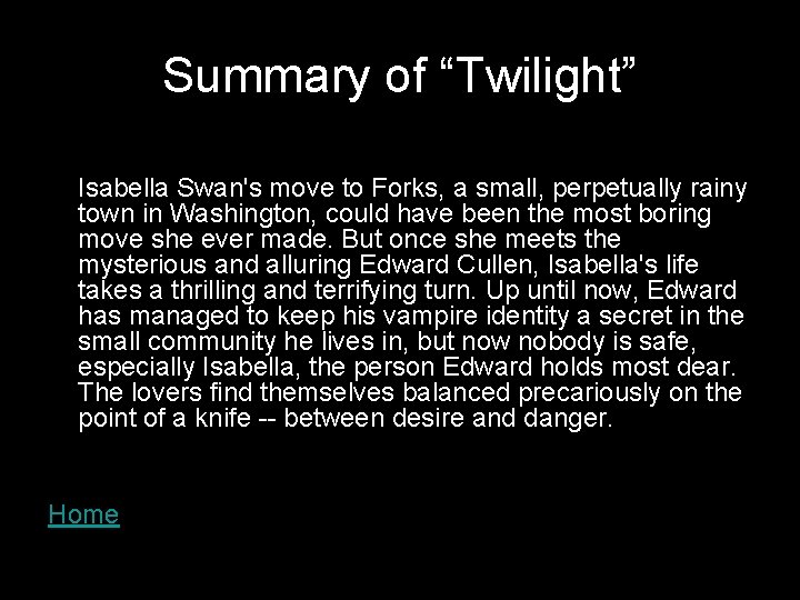 Twilight By Stephenie Meyer Table of Contents Biography