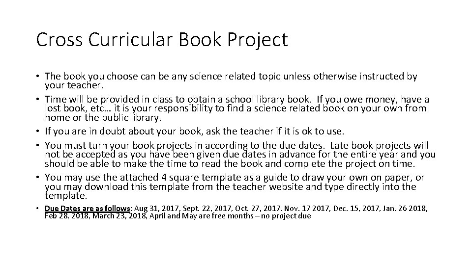 Science Cross Curricular Book Study Required Layout for
