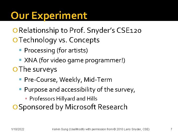 B CUSP 110 B A New Course CS