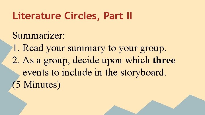 Tuesday November 25 Literature Circles Number Two WarmUp