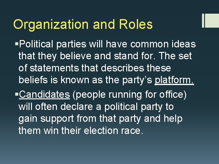 Unit 8 Civic Responsibility Development of American Political