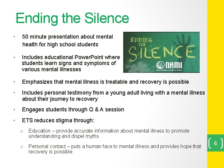 NAMI Ending the Silence Program Developed by Brian