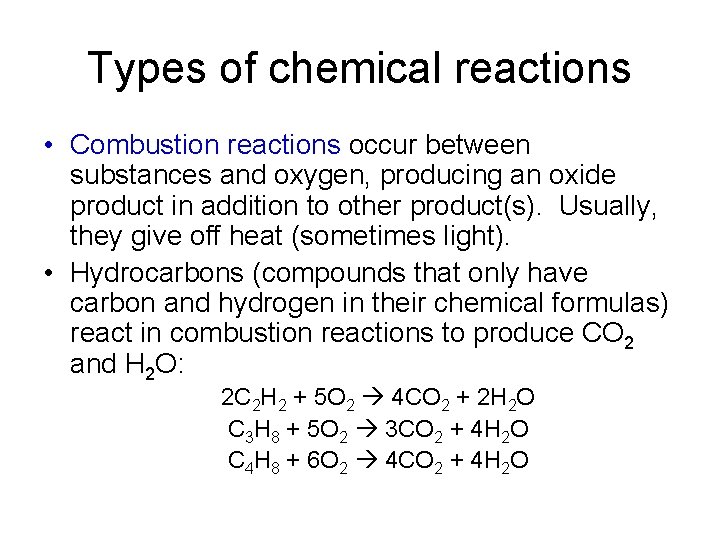 Chapter 9 Chemical reactions Topics well be looking