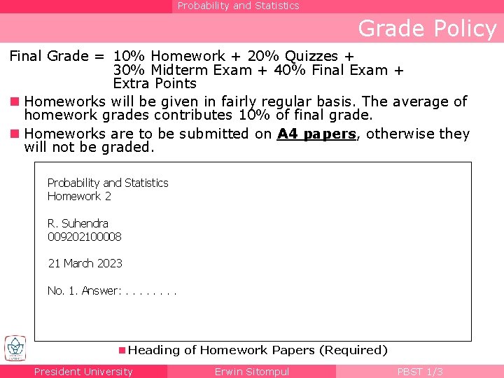 Probability and Statistics Lecture 1 Dr Ing Erwin