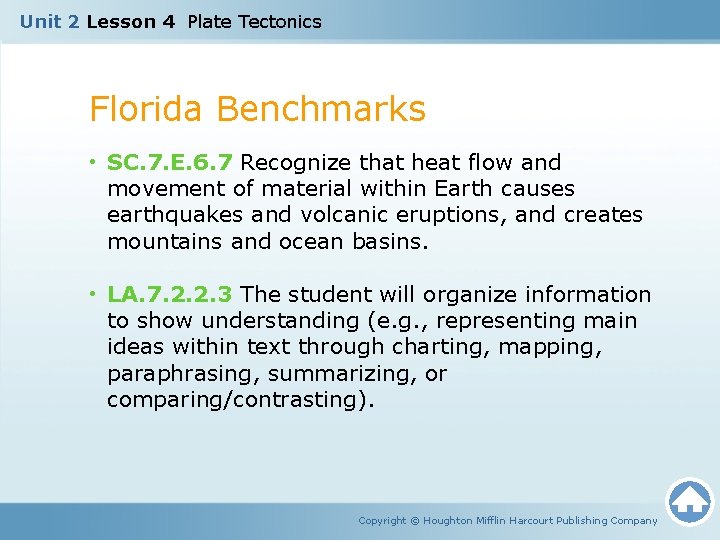 Unit 2 Lesson 4 Plate Tectonics Florida Benchmarks