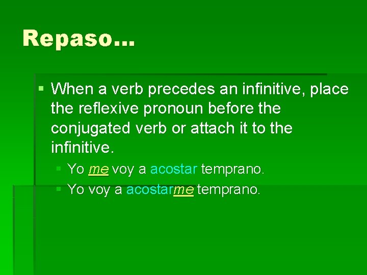 Un breve repaso de verbos reflexivos Mosaicos pp