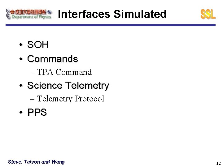 Ground Support Equipment Taison Hsu Laboratory of RF