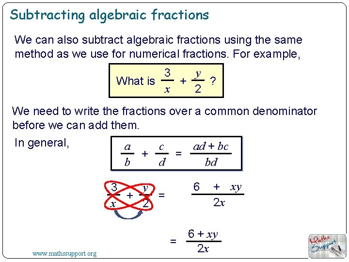 10 January 2022 Adding and subtracting algebraic fractions