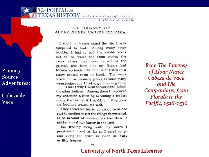 Primary Source Adventures Cabeza de Vaca from Justin