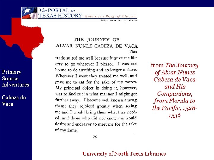 Primary Source Adventures Cabeza de Vaca from Justin
