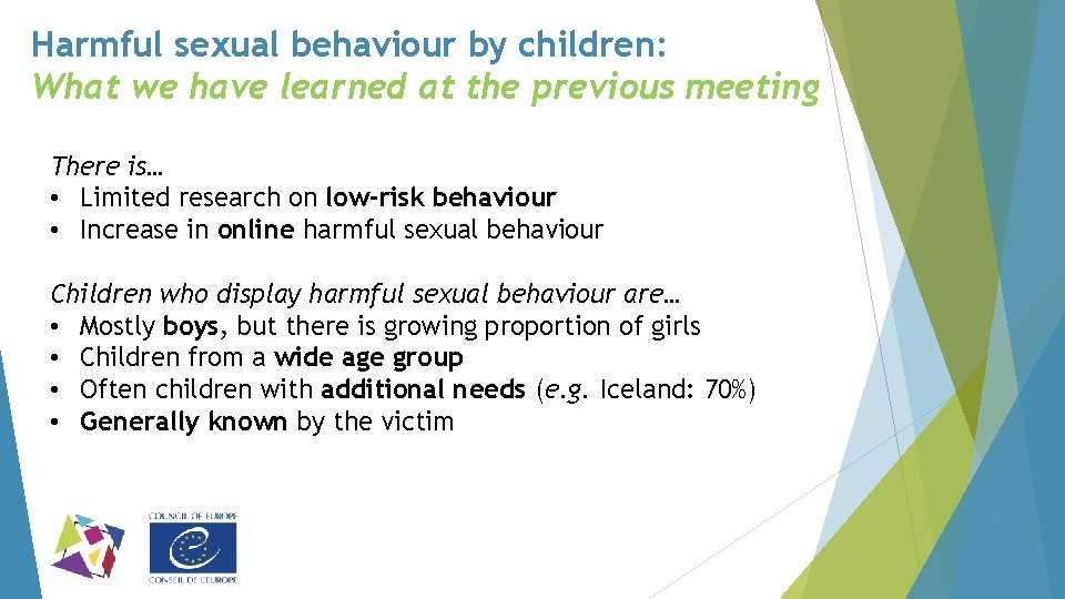 Harmful sexual behaviour displayed by children Overview of