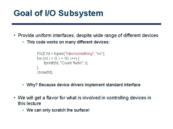 Lecture 10 IO Subsystem and Storage Devices Prof
