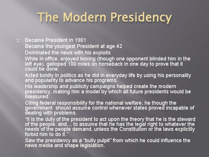 CHAPTER 6 LESSON 2 ROOSEVELT AND TAFT Objectives