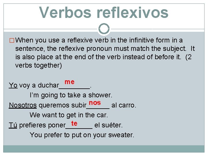 Verbos reflexivos CHAPTER 9 Verbos reflexivos Reflexive verbs