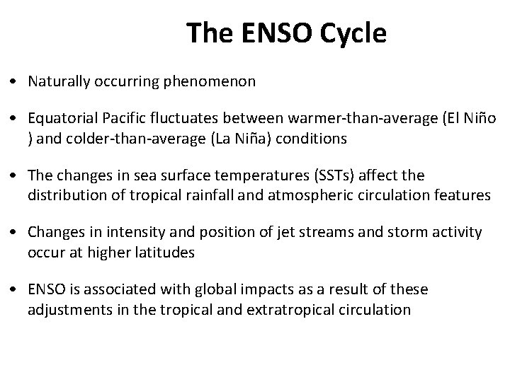 El Nino Southern Oscillation ENSO Brad Pugh Climate