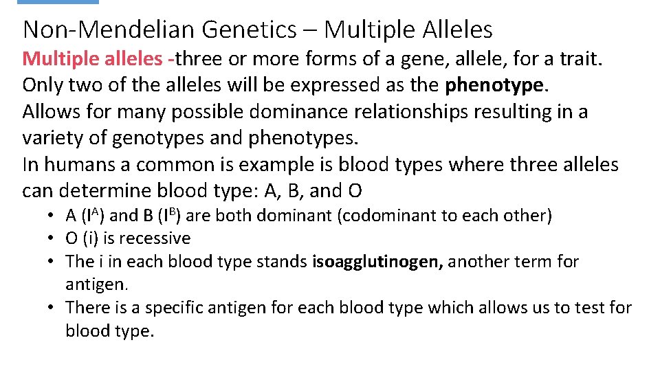 Beyond Mendelian Inheritance Part 2 Lesson Number 5