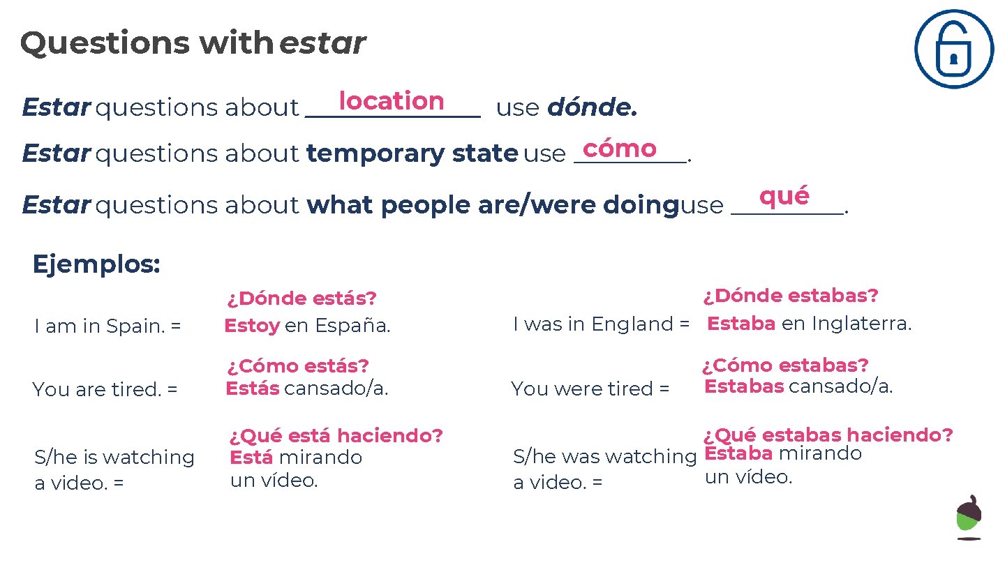Spanish Talking about what you are doing now