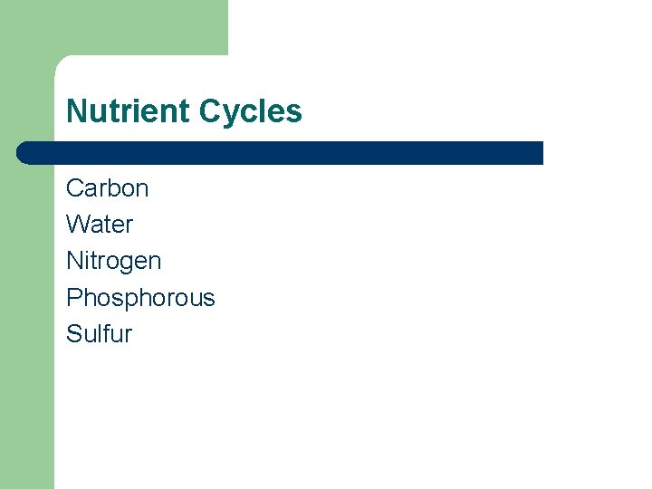 The Living World Nutrient Cycles Carbon Water Nitrogen