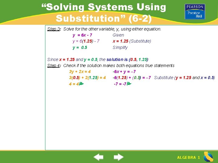 Lesson 6 2 WarmUp ALGEBRA 1 Solving Systems