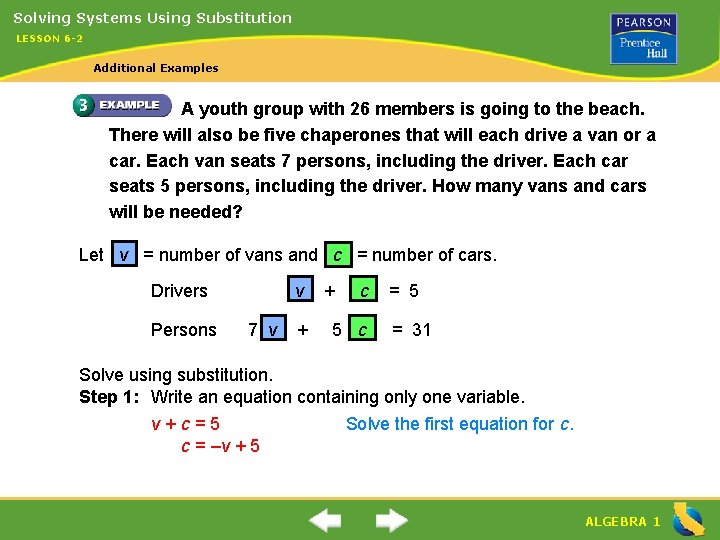 Lesson 6 2 WarmUp ALGEBRA 1 Solving Systems