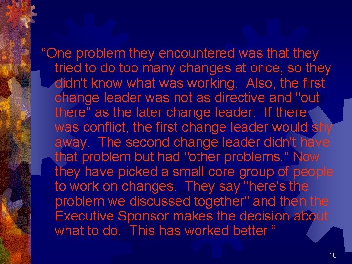 Use of change teams in improving substance abuse