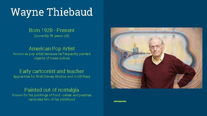 Wayne Thiebaud 7 th Grade Color Theory Elements