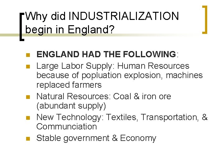 THE INDUSTRIAL REVOLUTION Unit 6 Bell Ringer n