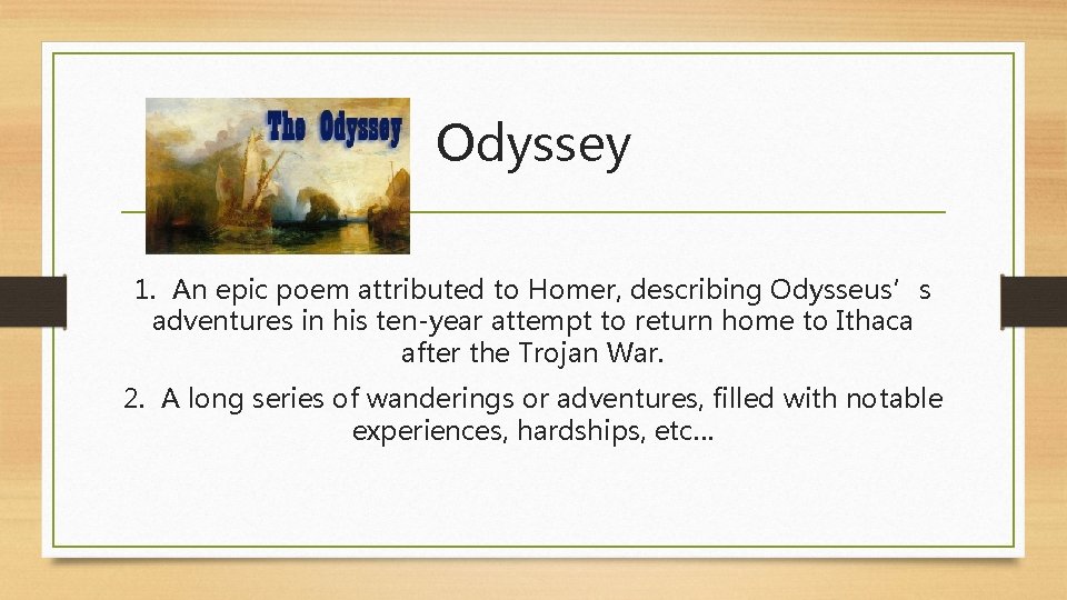 Epic Poems The Odyssey By Homer Todays Goal