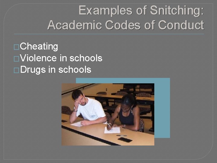 The Snitching Project A Brief History and Current