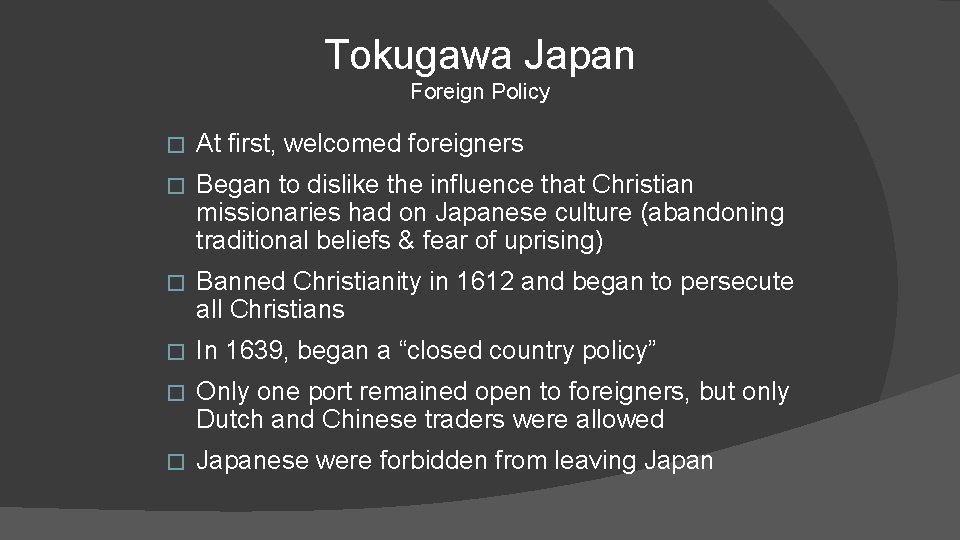 Tokugawa Japan Background A civil war in 1467