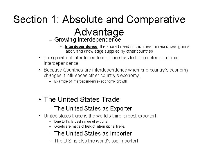 Chapter 17 Civil Liberties International Trade Section 1
