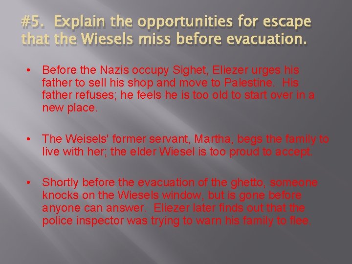 NIGHT BY ELIE WIESEL REVIEW 1 Describe Moshe