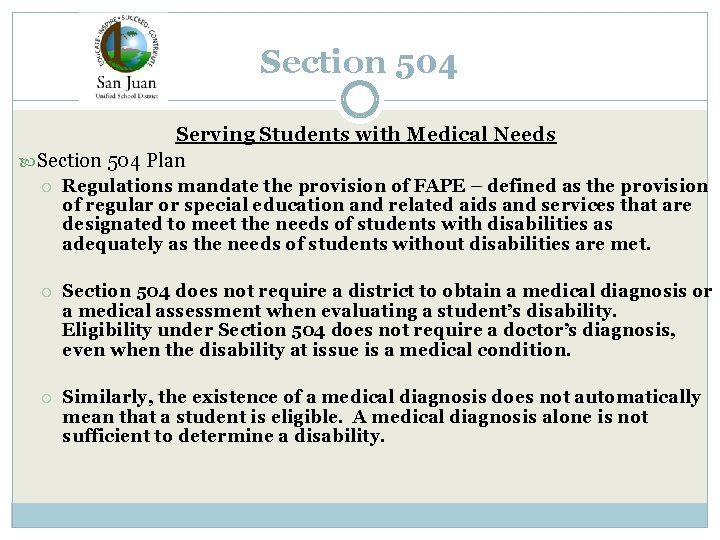 Section 504 of the Rehabilitation Act Section 504