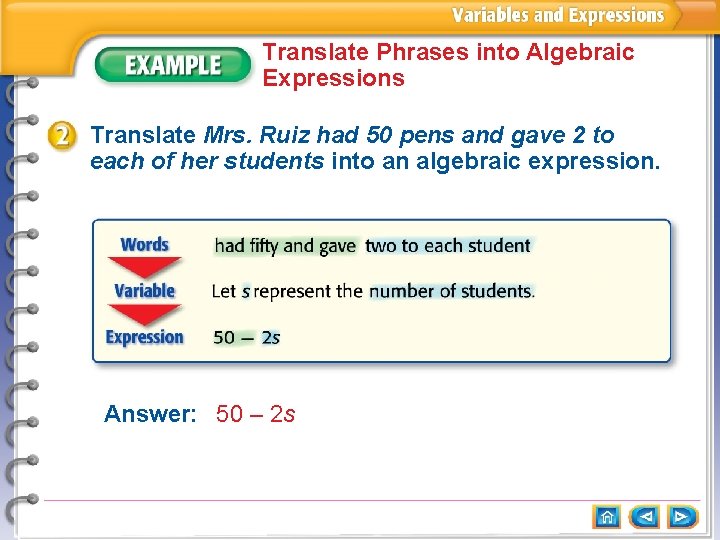 Main Idea and New Vocabulary Example 1 Translate