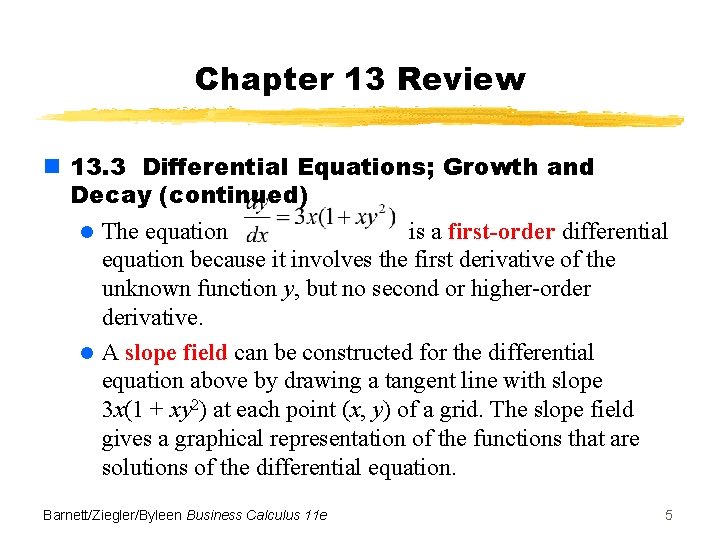 Chapter 13 Review Important Terms Symbols Concepts n